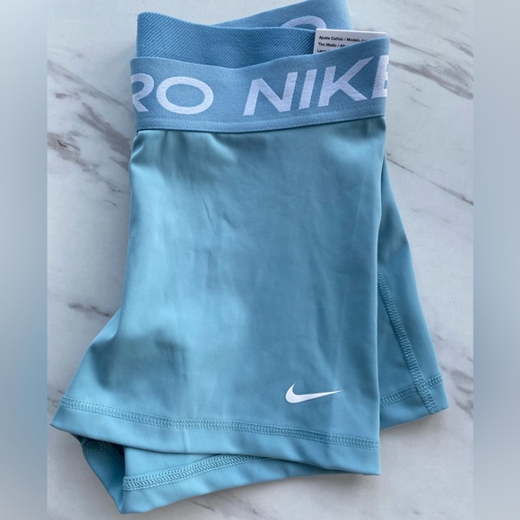 Nike | Shorts | Nike Pro Baby Blue Shorts Leggings New | Poshmark